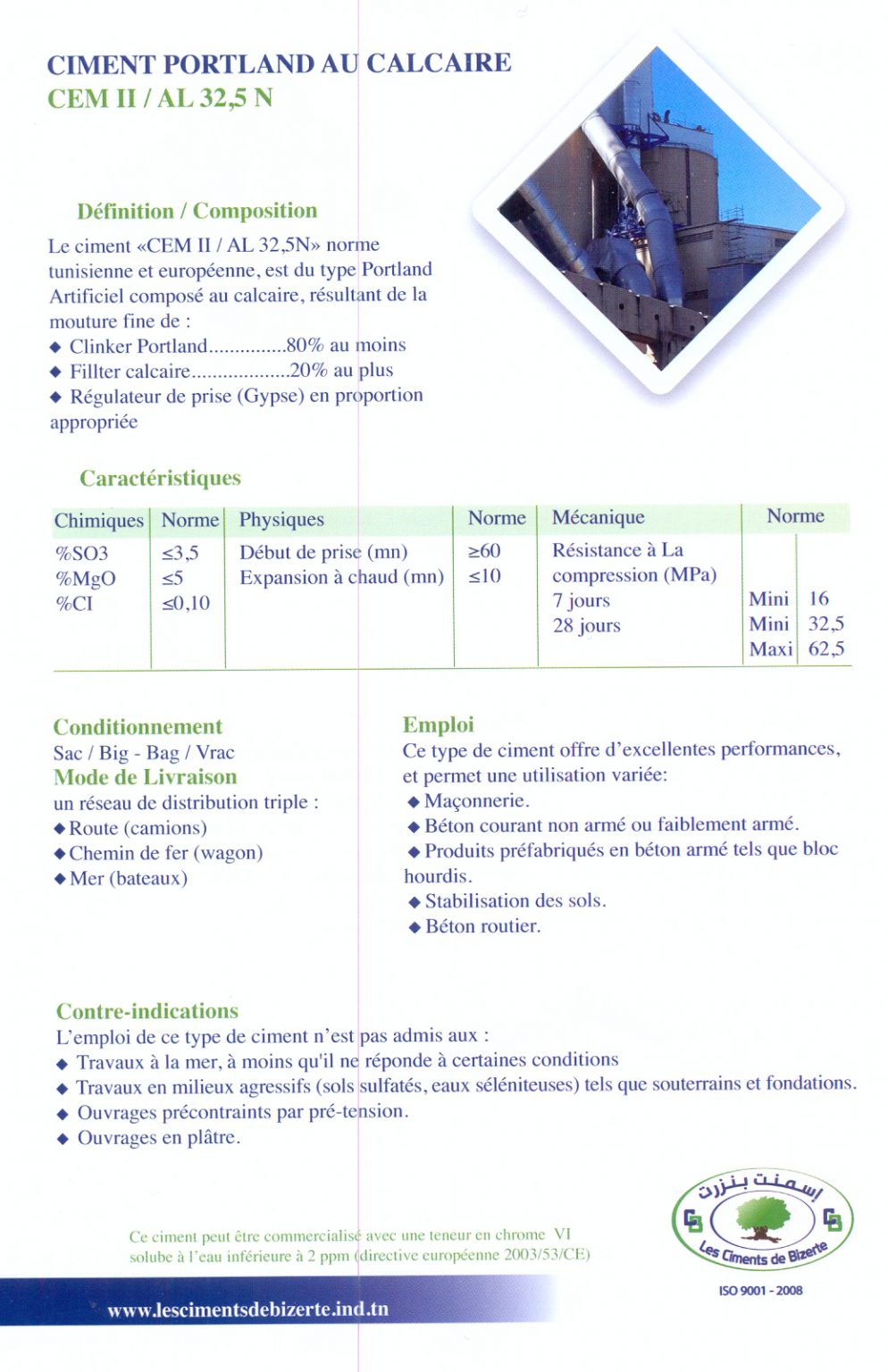 Fiches techniques – Les Ciments de Bizerte