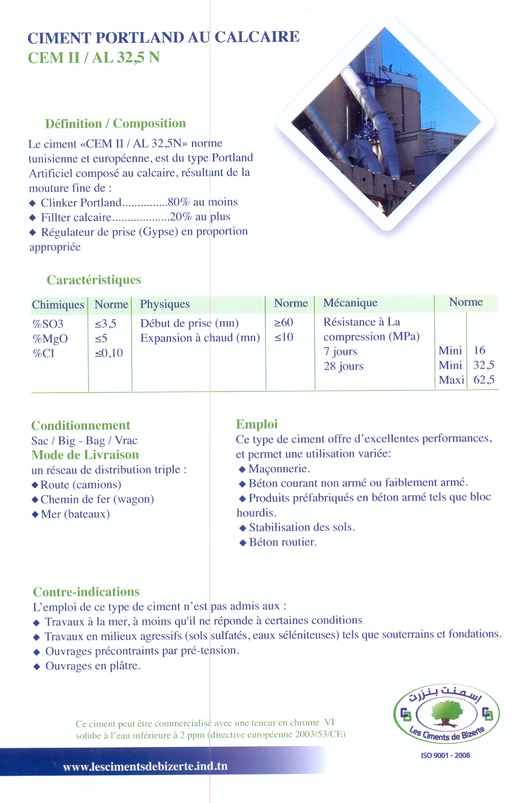 Fiches techniques – Les Ciments de Bizerte